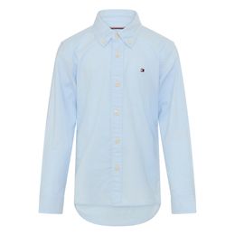 Langarmhemd Tommy Hilfiger "FLAG OXFORD SHIRT", Jungen, Gr. 86, N-Gr, calm blau, Web, Obermaterial: 98% Baumwolle, 2% Elasthan, unifarben, regular fit normal, Rundhals, eingesetzt 1-Knopf-Manschette, Hemden, Kinder bis 16 Jahre mit Button-Down-Kragen