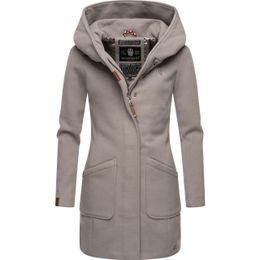 Wintermantel Marikoo "Maikoo", Damen, Gr. XL (42), grau (kieselgrau), Oberstoff: 90% Polyacryl, 8% Viskose, 2% Elasthan. Futter: 100% Polyester. &Auml;rmelfutter: 100% Polyester, tailliert Po-bedeckend, &Auml;rmel ohne &Auml;rmelschlitz normaler Saum, M&auml;ntel Wintermantel, hochwertiger Mantel in Wollmantel-Optik mit gro&szlig;er Kapuze