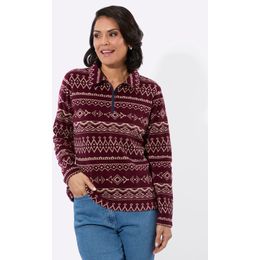 Fleeceshirt Casual Looks "Fleece-Shirt", Damen, Gr. 40, bordeaux, beige, bedruckt, 100% Polyester, gemustert, mehrfarbig, Shirts