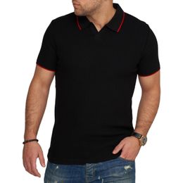 Poloshirt Carisma "Carisma Poloshirt CRCANOAS", Herren, Gr. L, schwarz, Obermaterial: 51% Viskose CV. 27% Polyester PES. 22% Polyamid PA., Shirts, Strick Kurzarm Polo T-Shirt
