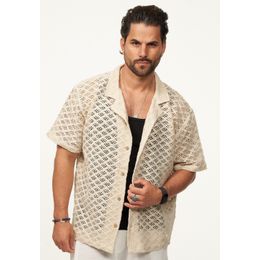 Kurzarmhemd Soulstar "Freizeithemd als Kurzam Strick Hemd im Retro-Look - Strick Polo-Hemd Overshirt im Regular-Fit f&uuml;r Herren", Herren, Gr. L, US, wei&szlig; (ecru), Obermaterial: 100% Baumwolle CO., Hemden, Herren Kurzarm Strick Polo-Hemd T-Shirt