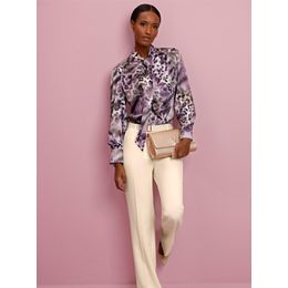 CR&Eacute;ATION L Druckbluse CREATION L, Damen, Gr. 40, champagner, schoko, bedruckt, 98% Polyester, 2% Elasthan, bedruckt, gemustert, mehrfarbig, V-Ausschnitt, Blusen Druckbluse
