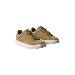 Sneaker Calvin Klein "CLASSIC CUPS LACEUP TAPE SU", Herren, Gr. 42, hellbraun, Veloursleder, aufgeraut, unifarben, Basic, Schuhe Sneaker, Freizeitschuh, Halbschuh, Schn&uuml;rer mit CK-Label