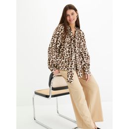 Langarmbluse Inspirationen, Damen, Gr. 40, champagner, schoko, bedruckt, 100% Polyester, gemustert, Blusen