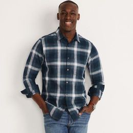 LANDS' END Karo-Hemd aus Baumwoll-Twill, Herren,  Blau, Baumwolle, by Lands' End