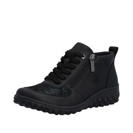 Sneakerboots Rieker, Damen, Gr. 37, schwarz, Lederimitat, Schuhe Sneakerboots, High Top Sneaker, Schn&uuml;rboots, Stiefelette mit weichem Schaftrand