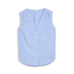Tom Tailor Damen Blusentop aus Baumwolle, blau, Meliert, Gr. 36