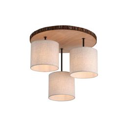 Just Light Deckenleuchte Bark, Braun, Natur, Beige, Metall, Kunststoff, Textil, Holz,Holz, rund,rund, 50x45x26-120 cm, h&ouml;henverstellbar, Lampen & Leuchten, Innenbeleuchtung, Leuchten nach R&auml;umen, Schlafzimmerlampen