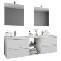 Waschtisch Vcm "3-tlg. Doppel Waschplatz Waschtisch Badinos XXL", wei&szlig;, B:157cm T:46cm, Waschtische, Waschtisch