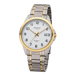 Regent Uhren Titanuhr REGENT, silbergoldfarben, Armbanduhren, Herren, Quarzuhr, Armbanduhr, Herrenuhr, analog, Tag
