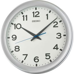 Wanduhr Seiko, silber (silberfarben), Wanduhren, B/H/L: 4,3cm, Wanduhr, Quarzuhr, durchlaufende Sekunde, K&uuml;che, Arbeitszimmer, B&uuml;ro