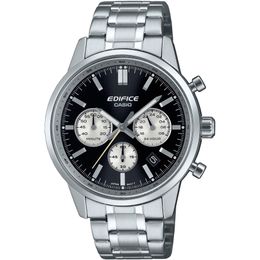 Chronograph CASIO EDIFICE, schwarz (schwarz, edelstahlfarben), Armbanduhren, Herren, Chronograph, Quarzuhr, Armbanduhr, Herrenuhr, Edelstahlarmband, analog, Tag