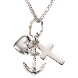 Kette mit Anh&auml;nger Firetti "Schmuck Geschenk Silber 925 Halsschmuck Halskette Panzerkette Glaube", silber (silberfarben), Halsketten, M&auml;dchen, Silber 925 (Sterlingsilber), L: 38
