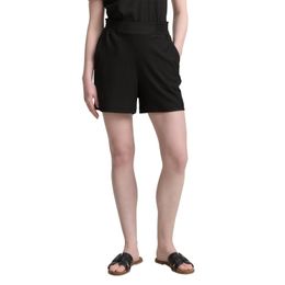 Shorts Tom Tailor Denim, Damen, Gr. XL (42), N-Gr, schwarz (deep schwarz), Web, Obermaterial: 99% Polyester, 1% Elasthan, gestreift, regular fit kurz, Hosen Shorts, Sommerhose gestreifte Optik