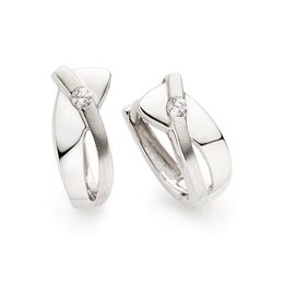 Paar Creolen Bruno Banani "Schmuck Geschenk Silber 925 Ohrschmuck Ohrringe", bunt (silberfarben, wei&szlig;, kristallwei&szlig;), Ohrringe, Damen, Silber 925 (Sterlingsilber), mit Zirkonia (synth.)