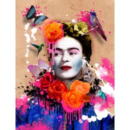 Leinwandbild AFFENGEILEBILDER "Frida Kahlo by Frank Amoruso auf Keilrahmen gespannt", bunt (farbe bild(er): gr&uuml;n,schwarz,rot,gelb,blau,wei&szlig;), B:60cm H:80cm T:2cm, Leinen, Bilder, Leinwandbild, Kunstdruck Wandbild Bild in verschiedenen Formaten