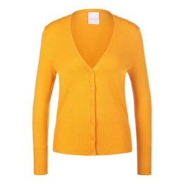 Madeleine Mode Strickjacke MADELEINE "Strickjacke Eleganter Viskose-Cardigan mit Knopfleiste", Damen, Gr. 36/38, orange (aprikose), Obermaterial: 70% Viskose CV. 30% Polyamid PA., Modern, V-Ausschnitt, Strickjacken Strickjacke, Hochwertige Blendenverarbeitung