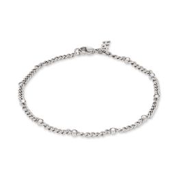 Edelstahlarmband Copenhagen Studios "Schmuck Geschenk Edelstahl Armkette Glittery Cuban", edelstahlfarben, kristallwei&szlig;, kristallwei&szlig;, Armb&auml;nder, Damen, 21cm, Edelstahl, Edelstahlarmband, mit Strassstein