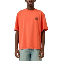 Kurzarmshirt QS, Jungen, Gr. XL, orange rot, Single Jersey, Obermaterial: 100% Baumwolle, bedruckt, l&auml;ssig geschnitten h&uuml;ftbedeckend, Rundhals, abgesteppte Kante, Shirts, mit gro&szlig;em R&uuml;ckenprint