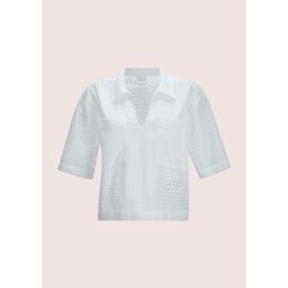 Madeleine Mode Kurzarmbluse MADELEINE "Bluse Kurzarm-Bluse im Boxy-Style mit Lochstickerei", Damen, Gr. 46, wei&szlig;, Obermaterial: 70% Baumwolle CO. 30% Polyester PES., Modern, normal, Blusen