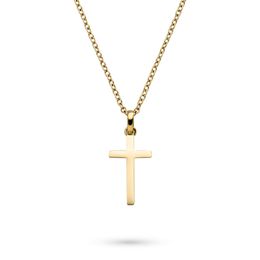 Kette mit Anh&auml;nger s.Oliver "Modern Cross, Kreuz-Optik", gelbgoldfarben, Halsketten, Damen, Edelstahl, L: 50 B: 1,5mm, B:1,5mm
