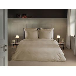 Bettw&auml;sche HECKETT & LANE "Banda", beige (mojave sand), B/L: 135cm x 200cm, 1 Stk., 1 Stk., Mako-Satin, B/L: 80cm x 80cm, 2 Stk., Mako-Satin, Obermaterial: 100% Baumwolle, Bettw&auml;sche, Bettw&auml;sche, hochwertiges Mako-Satin, Streifen Satin, Bettw&auml;sche ab 135x200 cm.