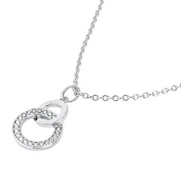 Kette mit Anh&auml;nger Tom Tailor "Schmuck Geschenk Silber 925 Infinity Kreise", silberfarben, kristallwei&szlig;, Halsketten, Damen, Silber 925 (Sterlingsilber), L: 45 B: 1,6mm, mit Zirkonia (synth.), B:1,6mm