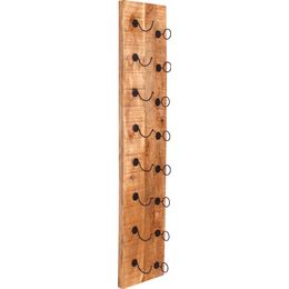 Flaschenregal Sit "Weinregal Mangoholz Metall Industrial Flaschenhalter Vintage", beige (natur), B:33cm H:148cm T:16cm, Massivholz, Regale, Flaschenregal, Weinregal aus Mangoholz & Metall im Industrial Vintage Stil