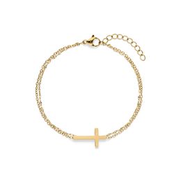 Armband s.Oliver "Modern Cross, Kreuz-Optik", gelbgoldfarben, Armb&auml;nder, Damen, 21cm, Edelstahl, Armband