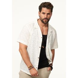 Kurzarmhemd Soulstar "Freizeithemd als Kurzam Hemd im Retro-Look - Strick Polo-Hemd Overshirt im Regular-Fit f&uuml;r Herren", Herren, Gr. S, US, wei&szlig; (ecru), Obermaterial: 100% Baumwolle CO., Hemden, Herren Kurzarm Strick Polo-Hemd T-Shirt
