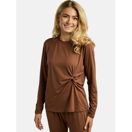 Funktionstop LIBERT&Eacute; ESSENTIEL "Libert&eacute; Essentiel Top ALMA", Damen, Gr. M/L, milk chocolate, Obermaterial: 90% Polyester, 10% Elasthan, Tops