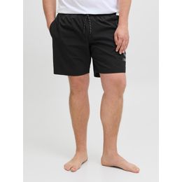 Jack & Jones PlusSize Badeshorts "JPSTMAUI JJSWIM SPLICE LOGO AKM SN PLS", Herren, Gr. 44, N-Gr, schwarz, Web, Recycling-Polyamid, JACK & JONES PLUSSIZE, bedruckt, Badehosen Badeshorts