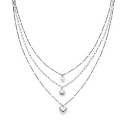 Kette mit Anh&auml;nger s.Oliver "Summer Charms, Herz und Sonne", edelstahlfarben, wei&szlig;, Halsketten, Damen, Edelstahl Perlen, L: 54 B: 3mm, Edelstahl, Perlen, mit Perle (imitiert), B:3mm