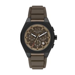 Chronograph Armani Exchange "SYNC", braun, schwarz, Armbanduhren, Herren, Chronograph, Quarzuhr, Armbanduhr, Herrenuhr, Silikonarmband, analog, Tag