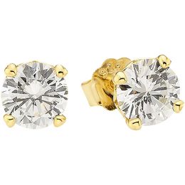 Paar Ohrstecker "Schmuck Geschenk Silber 925 Silberohrstecker", gold (gelbgoldfarben, kristallwei&szlig;, kristallwei&szlig;), ANISTON JEWELRY & WATCHES, Ohrringe, Damen, 4mm, Silber 925 (Sterlingsilber), mit Zirkonia (synth.) oder Glasstein