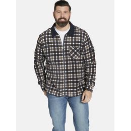 Sweatjacke CHARLES COLBY "Fleecejacke DUKE ERINS", Herren, Gr. XXL, blau (dunkelblau kariert), Obermaterial: 100% Polyester COOLMAX PES(Coolmax)., Sweatjacken Sweatjacke
