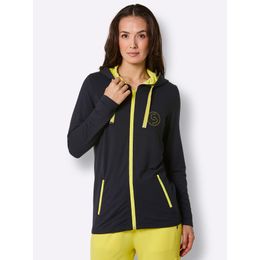 Langjacke CREATION L PREMIUM, Damen, Gr. 40/42, schwarz, limone, 60% Modal, 34% Viskose, 6% Elasthan, unifarben, Jacken Langjacke