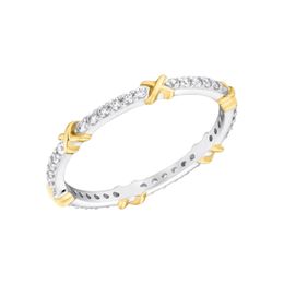 Fingerring Amor "Small Elegance" Gr. 50, gold (silberfarben, gelbgoldfarben, kristallwei&szlig;), Fingerringe, Damen, 50, Silber 925 (Sterlingsilber), 2mm, Fingerring, mit Zirkonia (synth.)