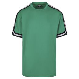 Netzshirt Urban Classics "Urban Classics Herren Oversized Stripes Mesh Tee", Jungen, Gr. M, ferngr&uuml;n, 100% Polyester, gestreift, oversize, Rundhals, Shirts