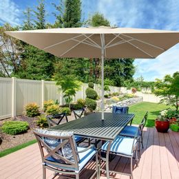 Sonnenschirm / Balkonschirm 3x3m quadratisch / Stofffarbe creme / Gestell silber | paramondo interpara