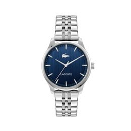 Quarzuhr Lacoste "Lisbon", silberfarben, blau, Armbanduhren, Herren, Quarzuhr, Armbanduhr, Herrenuhr, Edelstahlarmband, analog