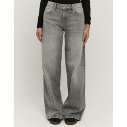 Loose-fit-Jeans Tally Weijl "SPADEWACKIE5", Damen, Gr. 40, N-Gr, denim grau, hgu3, Denim/Jeans, Obermaterial: 99% Baumwolle, 1% Elasthan, Abriebeffekte, loose fit lang, Jeans, Baumwollmischung, Mid Waist