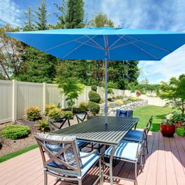 Sonnenschirm / Balkonschirm 3x3m quadratisch / Stofffarbe blau / Gestell silber | paramondo interpara