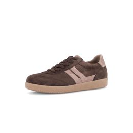 Gabor Damen Sneaker, Gr. 37dunkelbraun, natur, Veloursleder, Schuhe, Freizeitschuh, Halbschuh, Schn&uuml;rer, Kontrastbesatz in Metallic-Optik