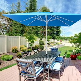 Sonnenschirm / Balkonschirm 3x3m quadratisch / Stofffarbe blau / Gestell weiss | paramondo interpara
