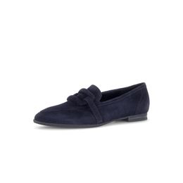 Gabor Damen Slipper, Gr. 40dunkelblau, Ziegenveloursleder, Schuhe, Blockabsatz, Pumps, Businessschuh mit eleganter Zierspange, G-Weite