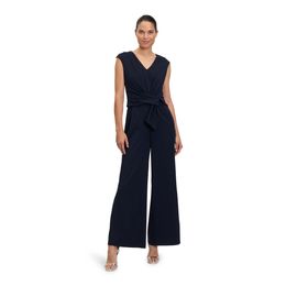 Overall Vera Mont "Damen mit weitem Bein", Damen, Gr. 36, Normalgr&ouml;&szlig;en, blau (night sky), Cr&ecirc;pe, Obermaterial: 95% Polyester, 5% Elasthan. Futter: 100% Polyester, ausgestellt, V-Ausschnitt, Overalls Overall, Bunddetail