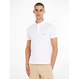 Poloshirt Tommy Hilfiger "1985 SLIM POLO", Herren, Gr. L (52), wei&szlig;, Piqu&eacute;, Obermaterial: 97% Baumwolle, 3% Elasthan, unifarben, Basic, schmal normal, Rundhals, eingesetzt Rippb&uuml;ndchen, Shirts, mit Stickerei, Piqu&eacute;-Qualit&auml;t, Slim fit
