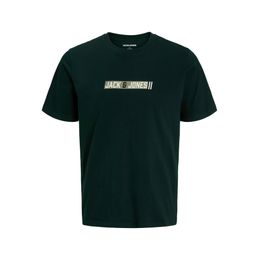 Jack & Jones PlusSize Rundhalsshirt "JJMUNK TEE SS CREW NECK SN PLS", Jungen, Gr. 4XL, scarab, Jersey, Obermaterial: 100% Baumwolle, JACK & JONES PLUSSIZE, bedruckt, normal normal, Rundhals, Shirts Rundhalsshirt, Baumwolle, normal geschnitten