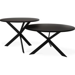 COUCHTISCH-SET Lev 2er-Set rund, Schwarz 75/36, 58/42